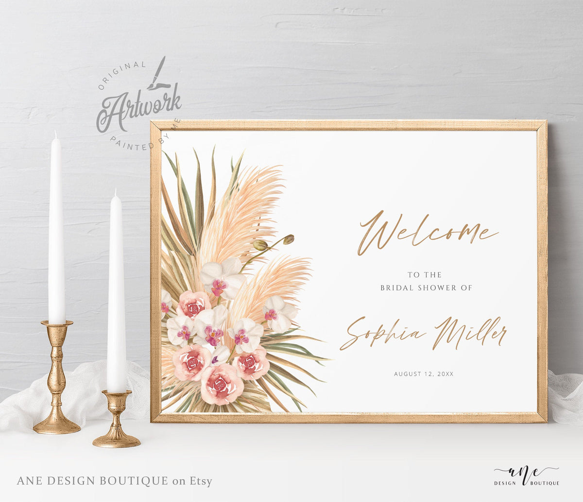 Pampas grass welcome sign – Ane Design Boutique